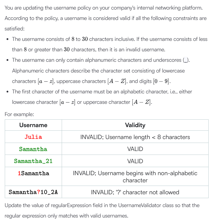 Valid Username Regular Expression Valid Username Regular Expression