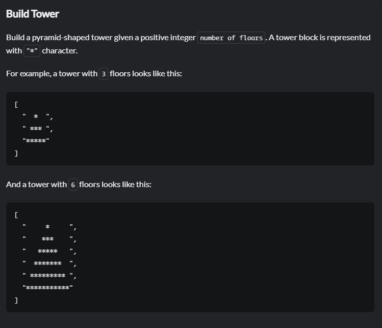  Codewars 6kyu Build Tower