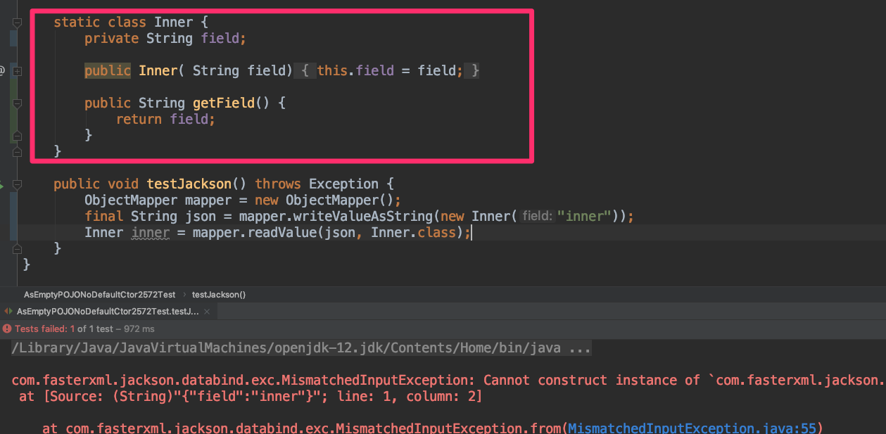 jackson 과 no argument constructor
