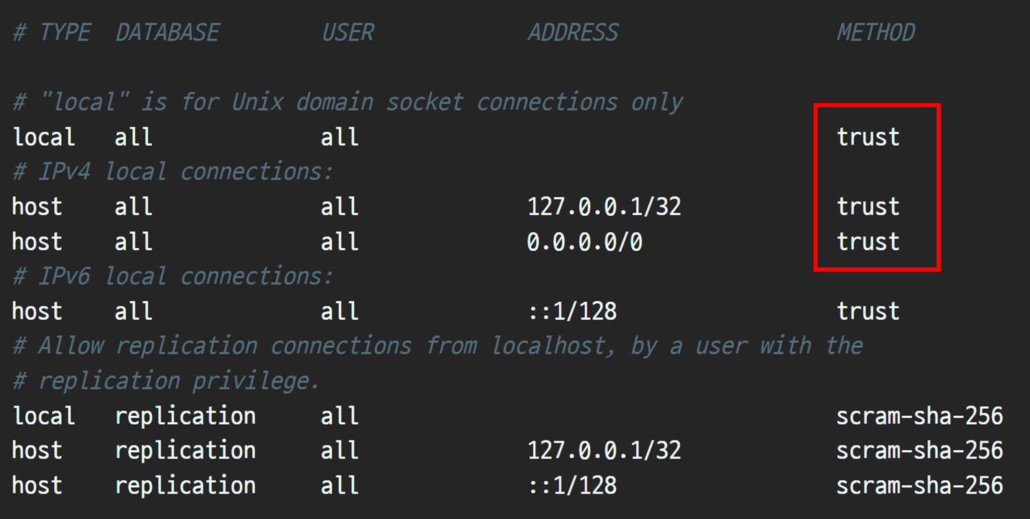 postgreSql 초기 패스워드 설정
