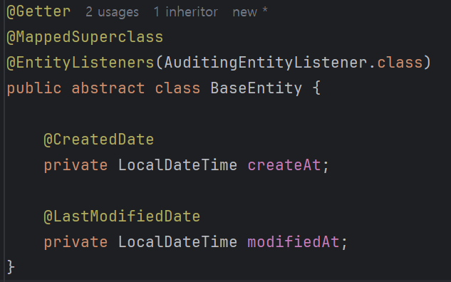 공통 필드를 효율적으로 BaseEntity
