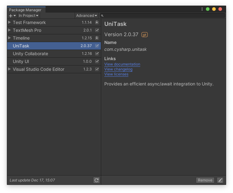 UPM (Unity Package Manager) 로 외부 에셋을 관리하자