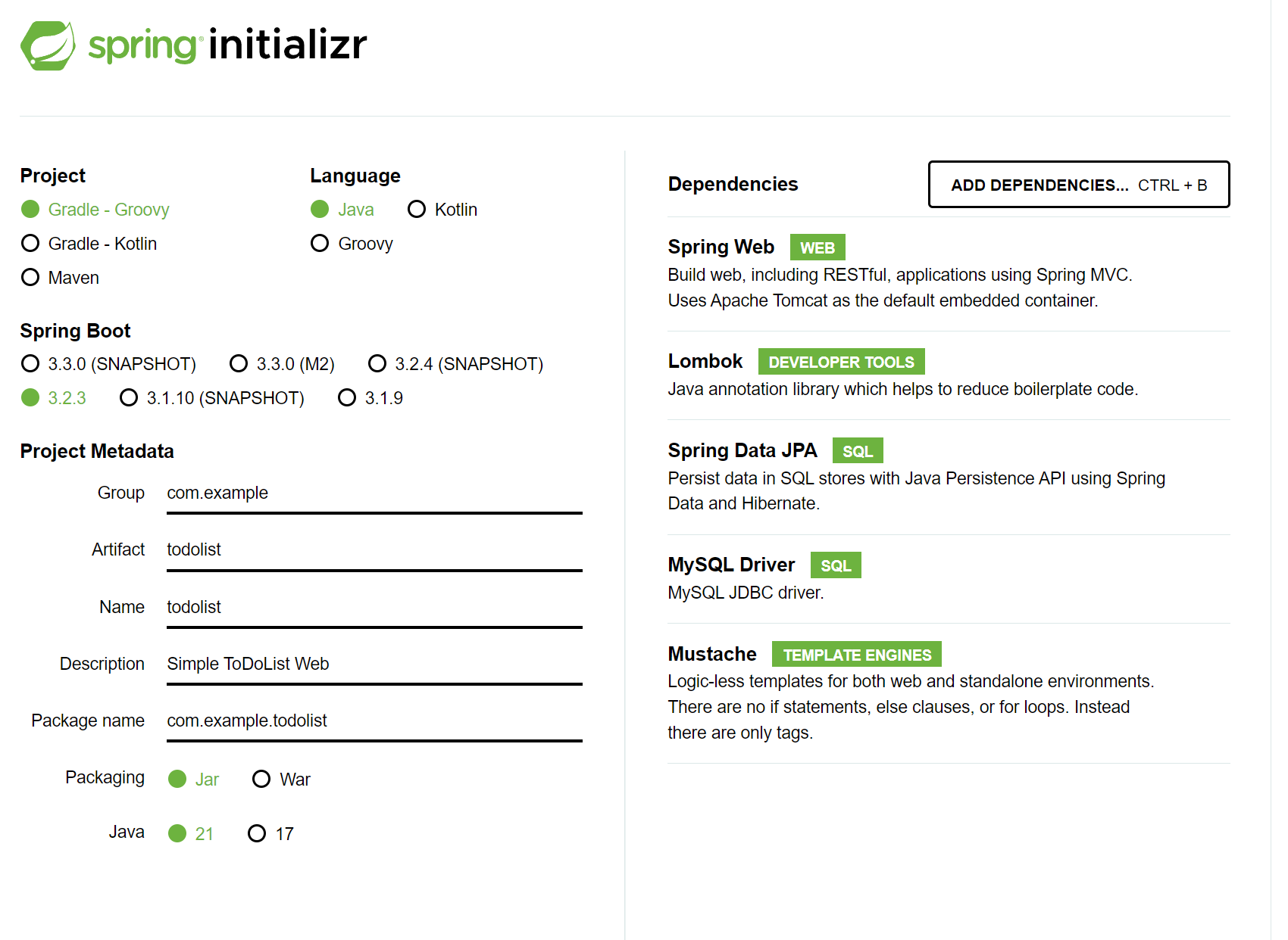 [프로젝트/Spring Boot] 간단한 ToDoList 만들기 --- (1) Setting