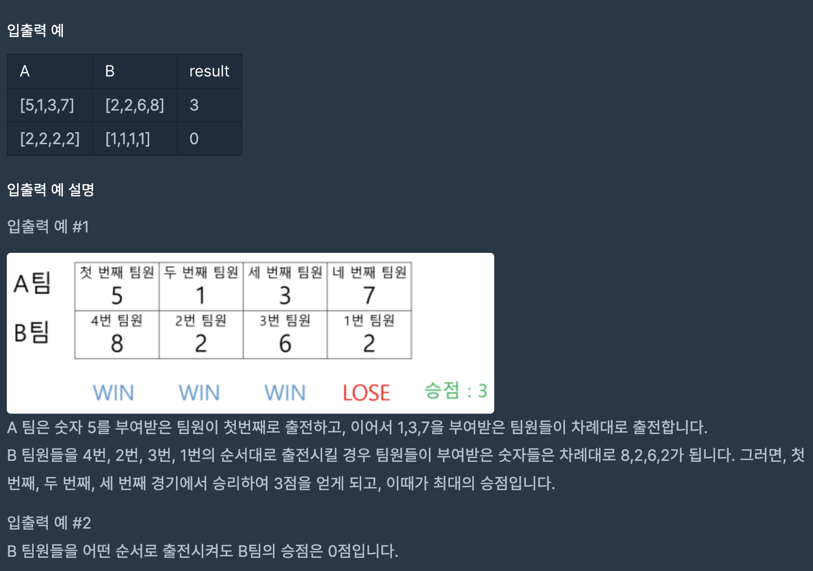 [프로그래머스/Java] Lv.3 숫자 게임