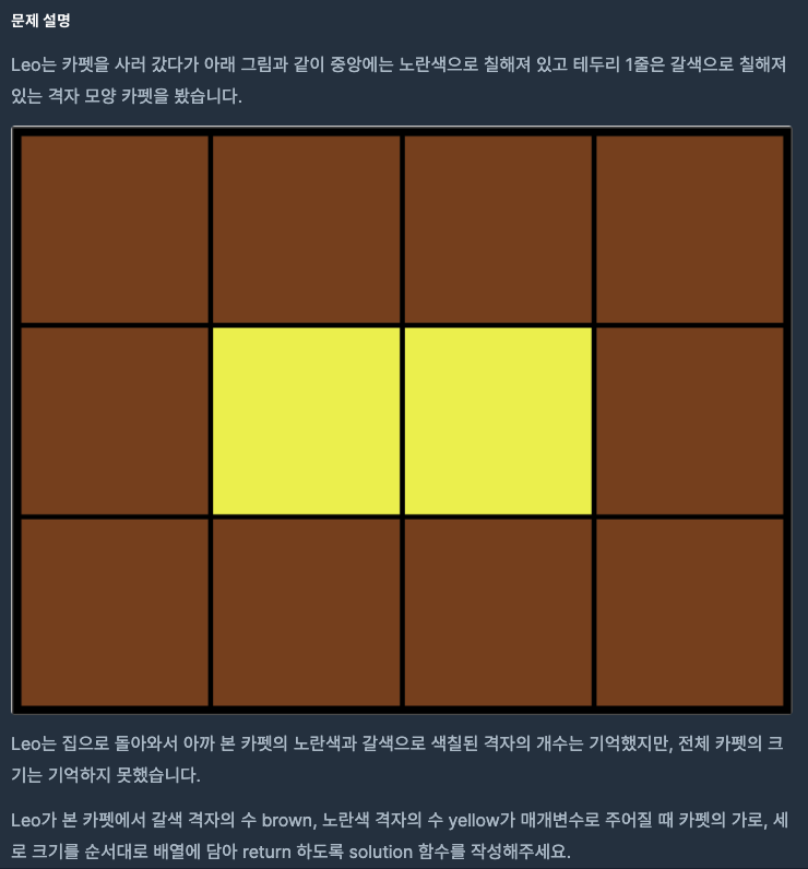 [프로그래머스/Java] Lv.2 카펫