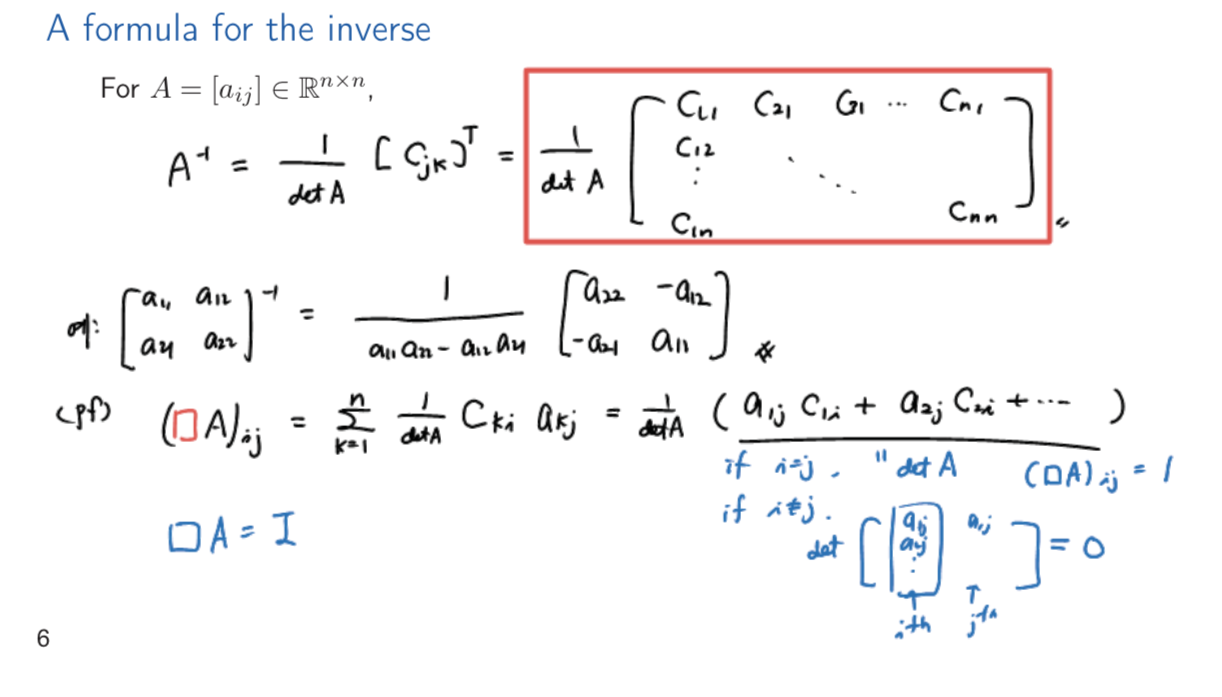 6.3 Formula for the inverse & Properties
