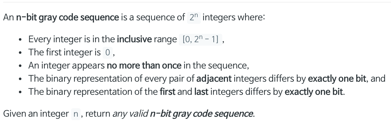 [leet89] GrayCode, 이진수 표기는 비트연산자(bitwise operator)