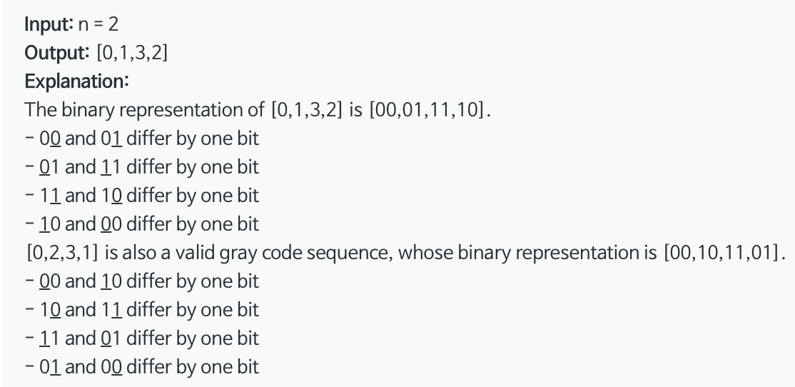[leet89] GrayCode, 이진수 표기는 비트연산자(bitwise operator)