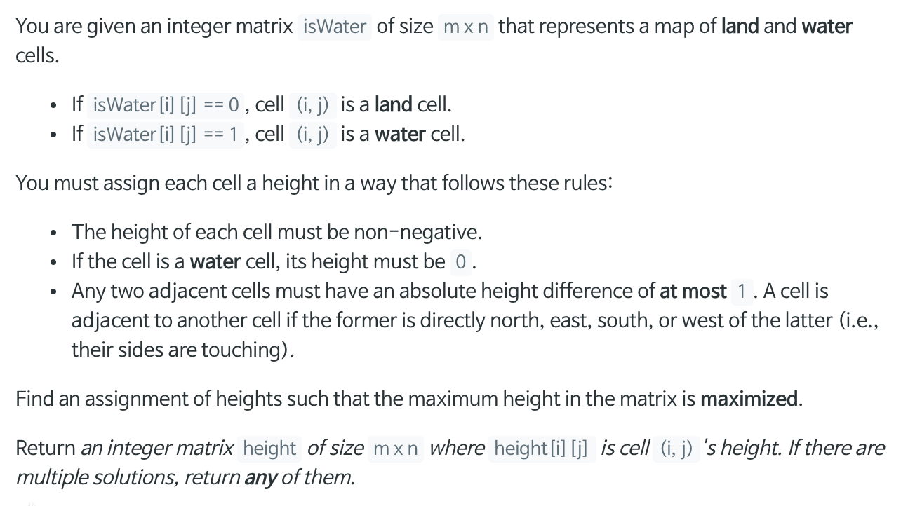 [leet1765] Multi-source BFS. 서로 겹치지 않는 부분까지만 탐색하기