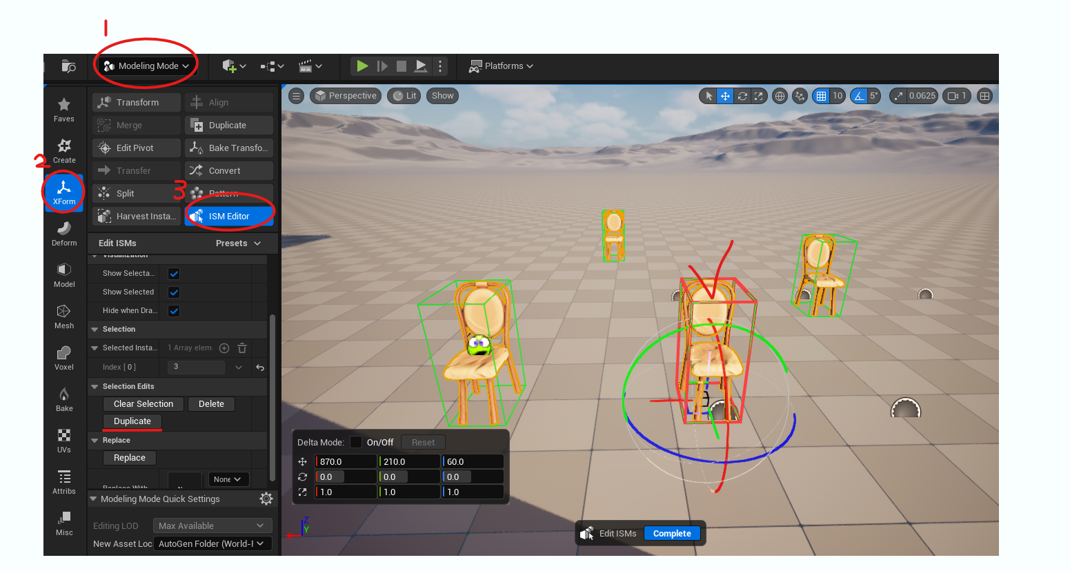 언리얼 Instanced Static Mesh Component에서 Instance 위치 조정하는 법