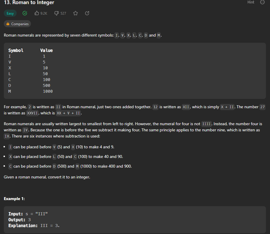 Roman To Integer JavaScript