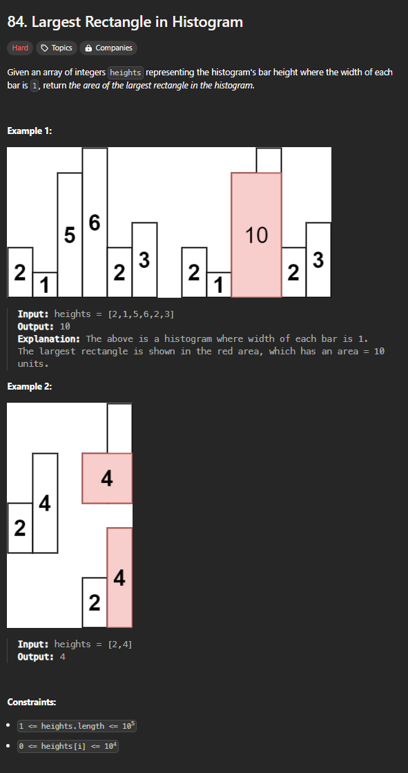 알고리즘 문제 (Largest Rectangle in Histogram)