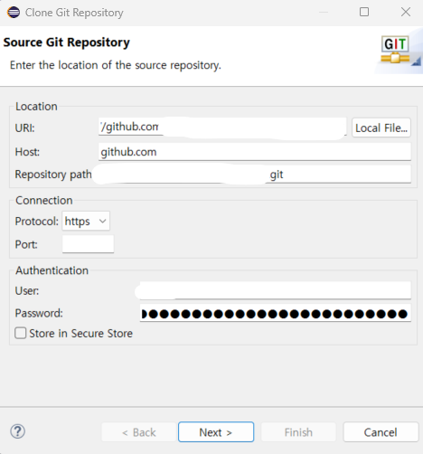 [Git] eclipse에 git clone 연동 오류, token으로 인증하기