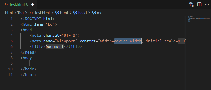 Visual Studio Code HTML5 lang=ko 자동설정하기