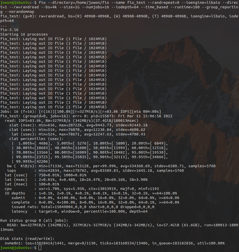 FIO benchmark 사용법