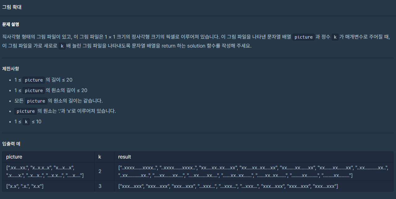 프로그래머스 코딩테스트 기초 그림 확대 Java