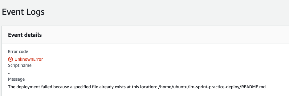 AWS CodeDeploy Fail Message: The deployment failed because a specified ...