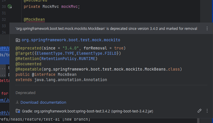 [TIL 250224] @MockBean Deprecated -> @MockitoBean 사용
