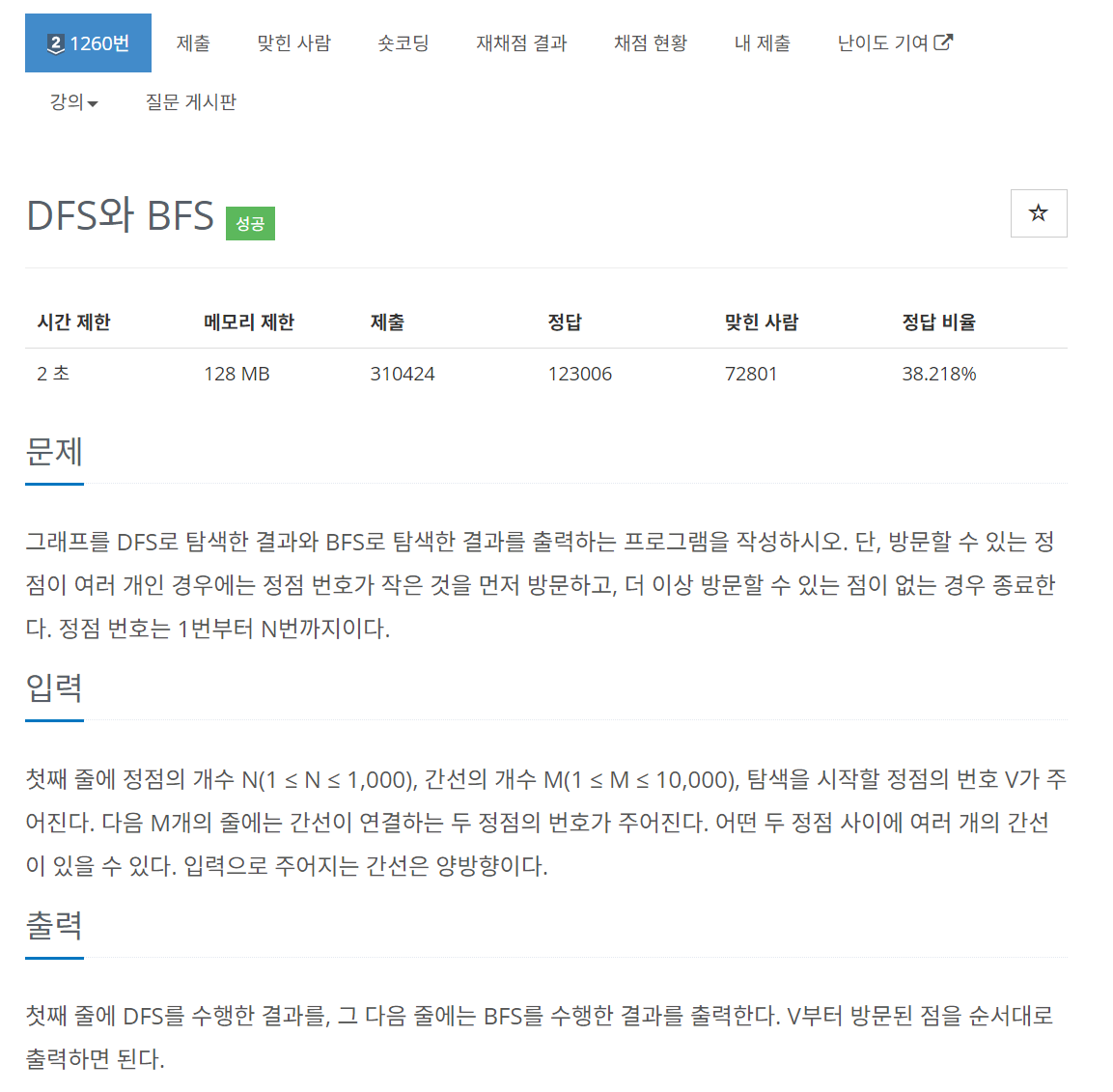 백준python 1260번 Dfs와 Bfs 실버 2 