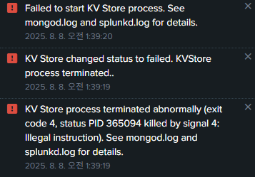 [Splunk] KV Store process terminated abnormally (9.4버전 이상 Splunk ...