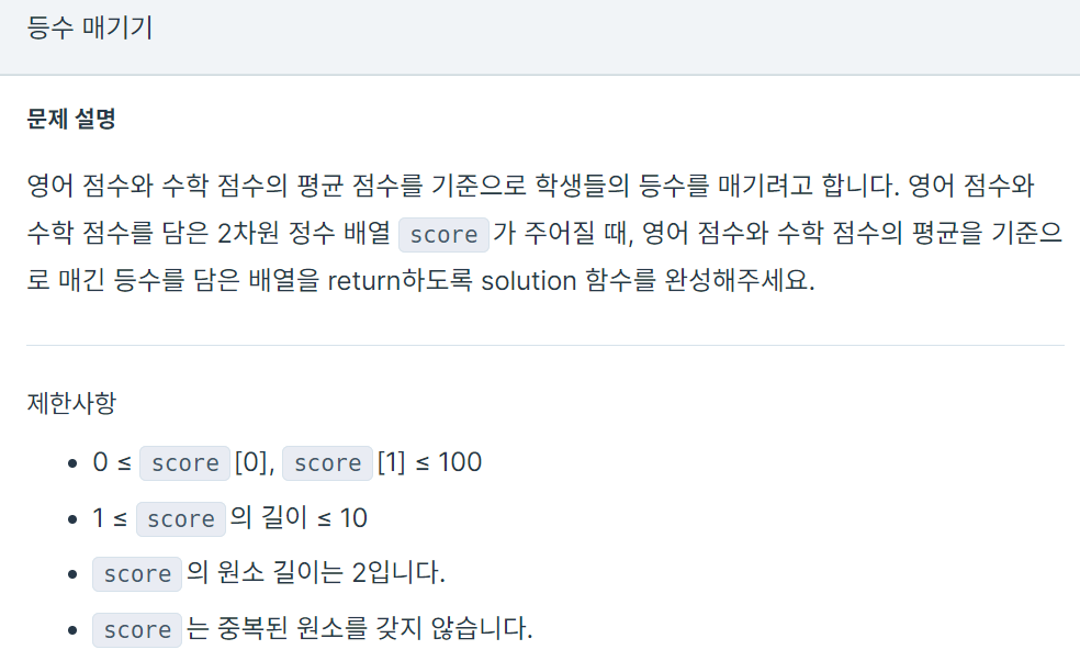 [프로그래머스 Lv0.] 120882번 등수 매기기 (JAVA)