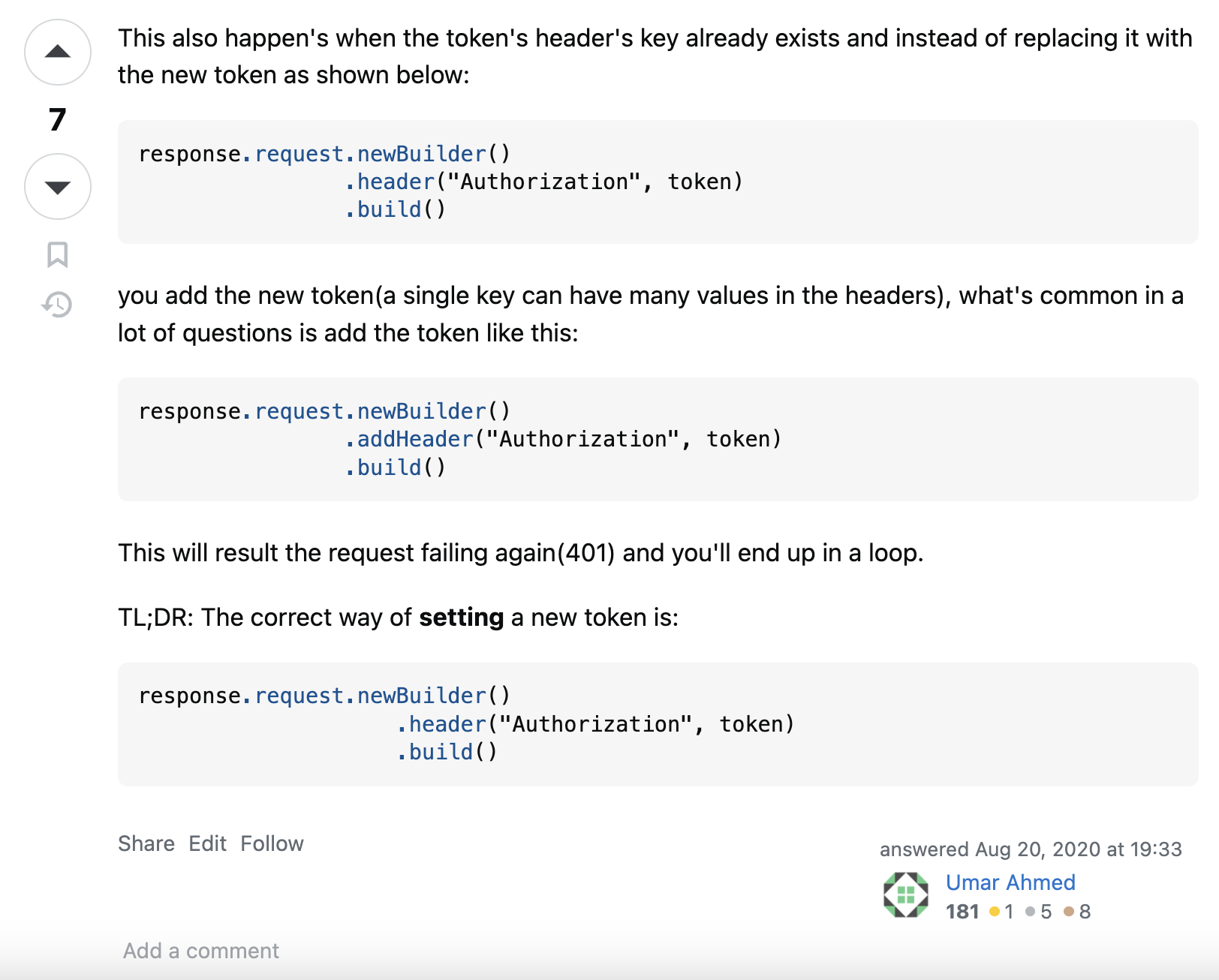 HTTP FAILED: java.net.ProtocolException: Too many follow-up requests: 21