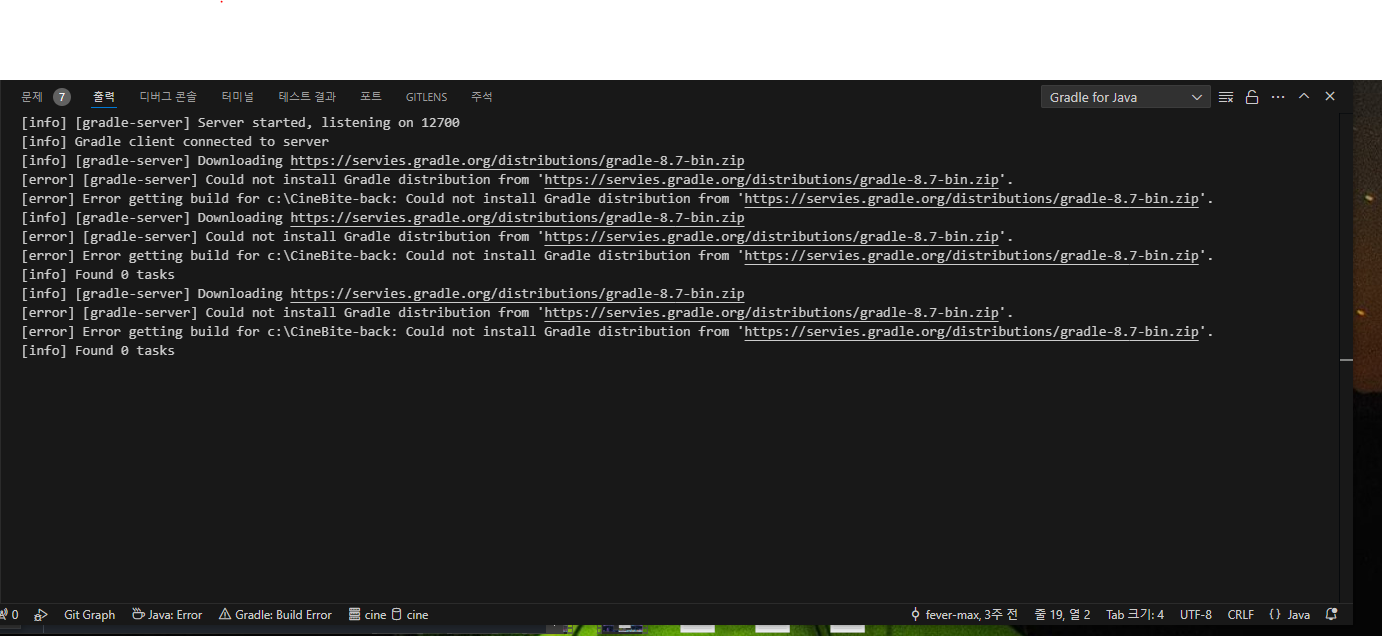 VSCode Gradle 에러 VSCode Gradle 에러
