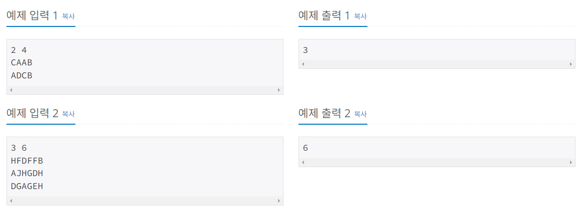 [백준/BOJ] 1987번 : 알파벳 (JAVA/자바)