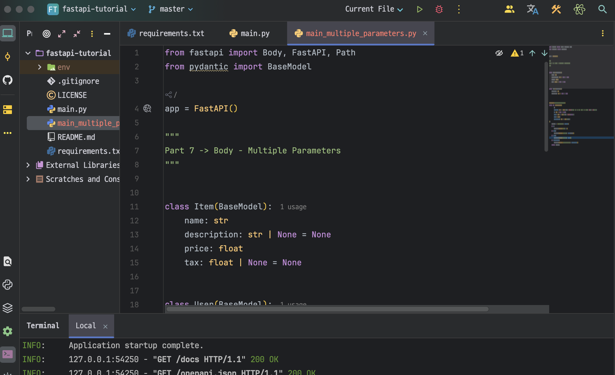 Pycharm and FastAPI