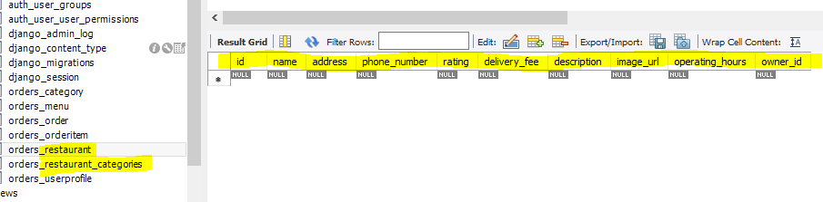 Vuejs Django Mysql로 구현한 배달 어플 4 데이터베이스에 저장 및 불러오기
