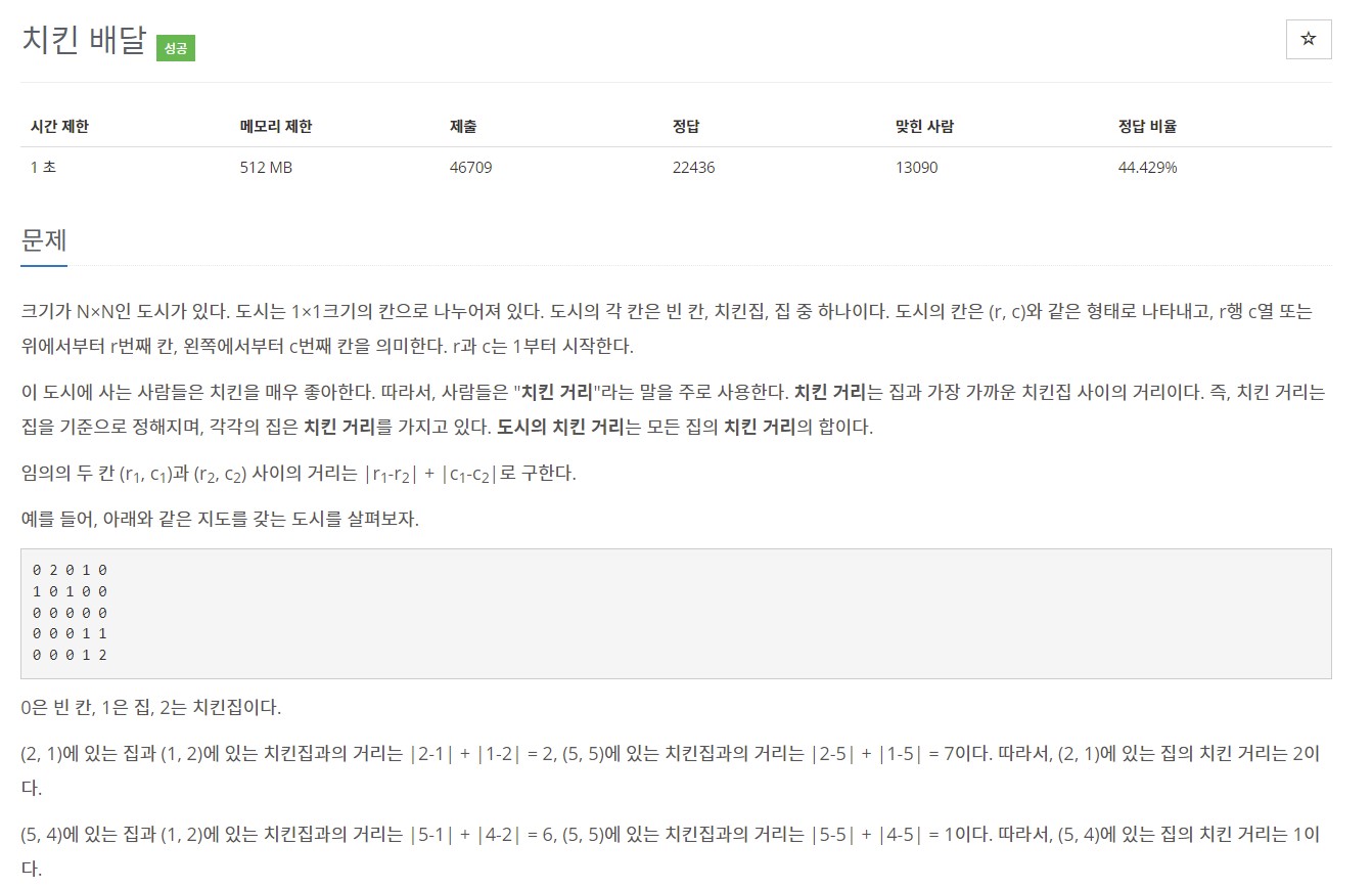 #15686 DFS, BFS, Backtracking_치킨배달 c++