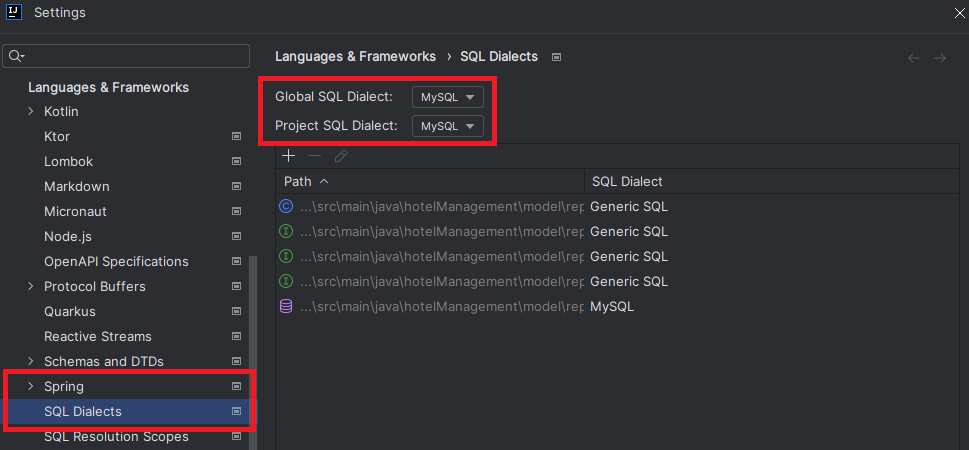 [IntelliJ] SQL Dialect 설정