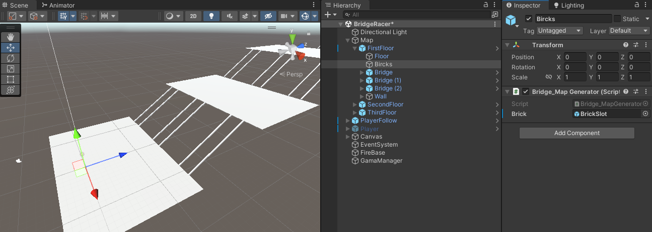 [Unity Bridge Racer] 벽돌 생성