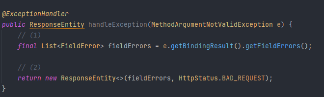 22.12.20 @ExceptionHandler와 @RestControllerAdvice 실습 관련 정리