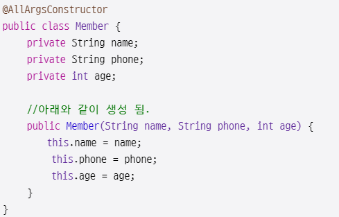 [Spring] @NoArgsConstructor, @RequiredArgsConstructor, @AllArgsConstructor