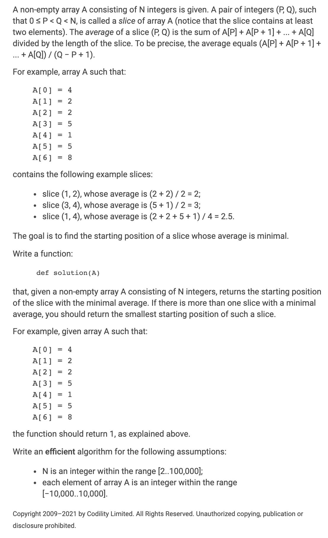 [Codility] MinAvgTwoSlice