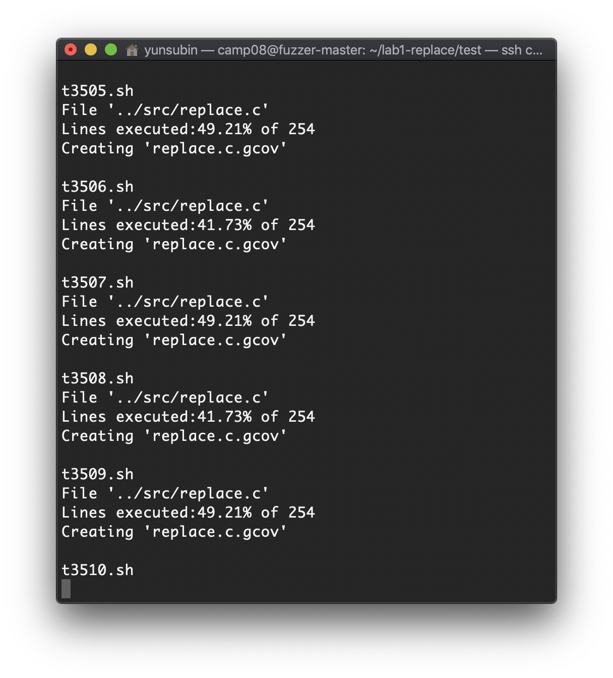 GCOV사용해보기 Lab1-Replace
