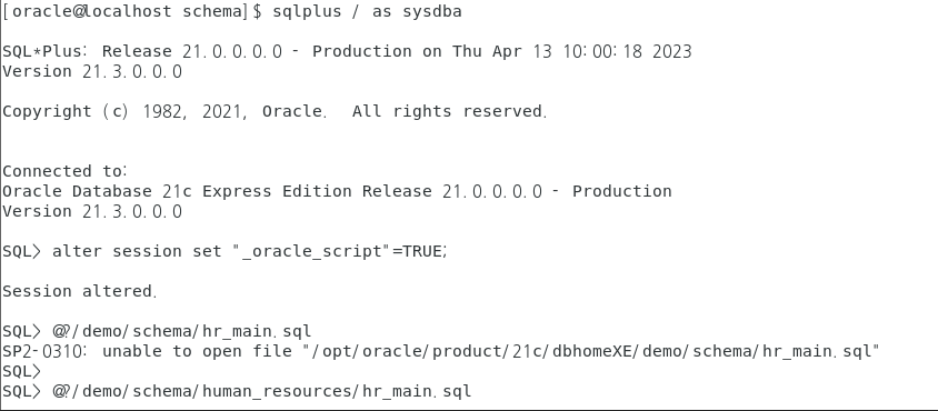 오라클 hr 스키마 및 계정 생성하기