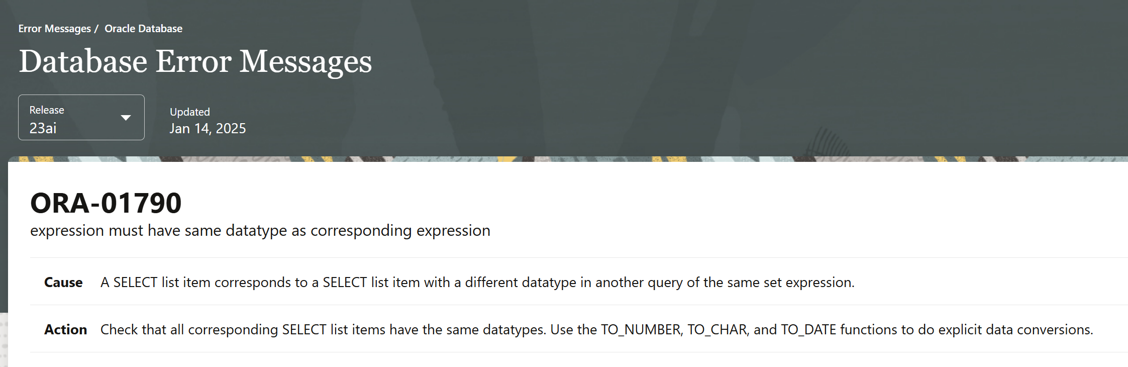 대응하는 식과 같은 데이터 유형이어야 합니다(oracle, mybatis)