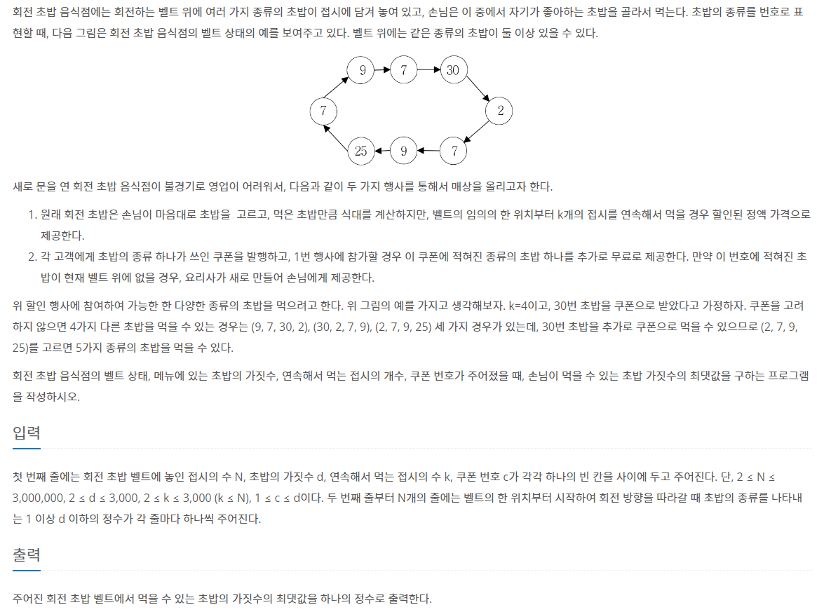 Boj 15961 회전초밥