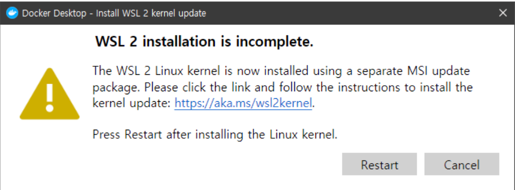 [Docker]WSL2 installation is incomplete.