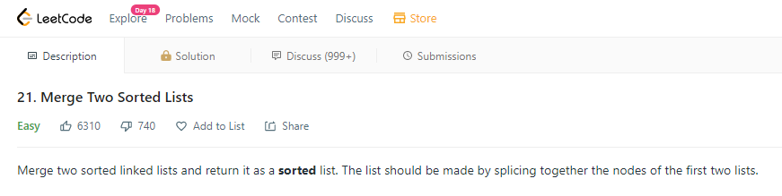  LeetCode Merge Two Sorted Lists JavaScript