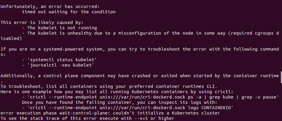 Kubeadm Init Error 
