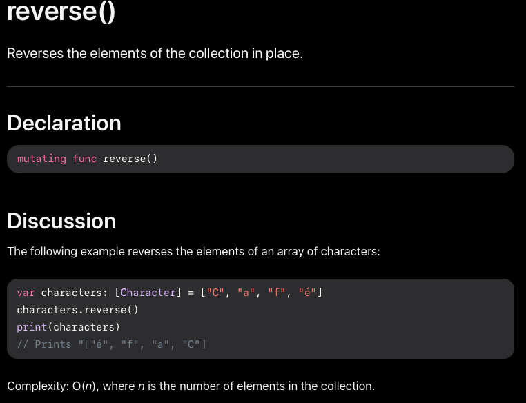 [Swift] reversed() vs reverse()