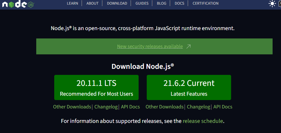 Node.js 설치, Hello world! | 오류 800A1391 해결