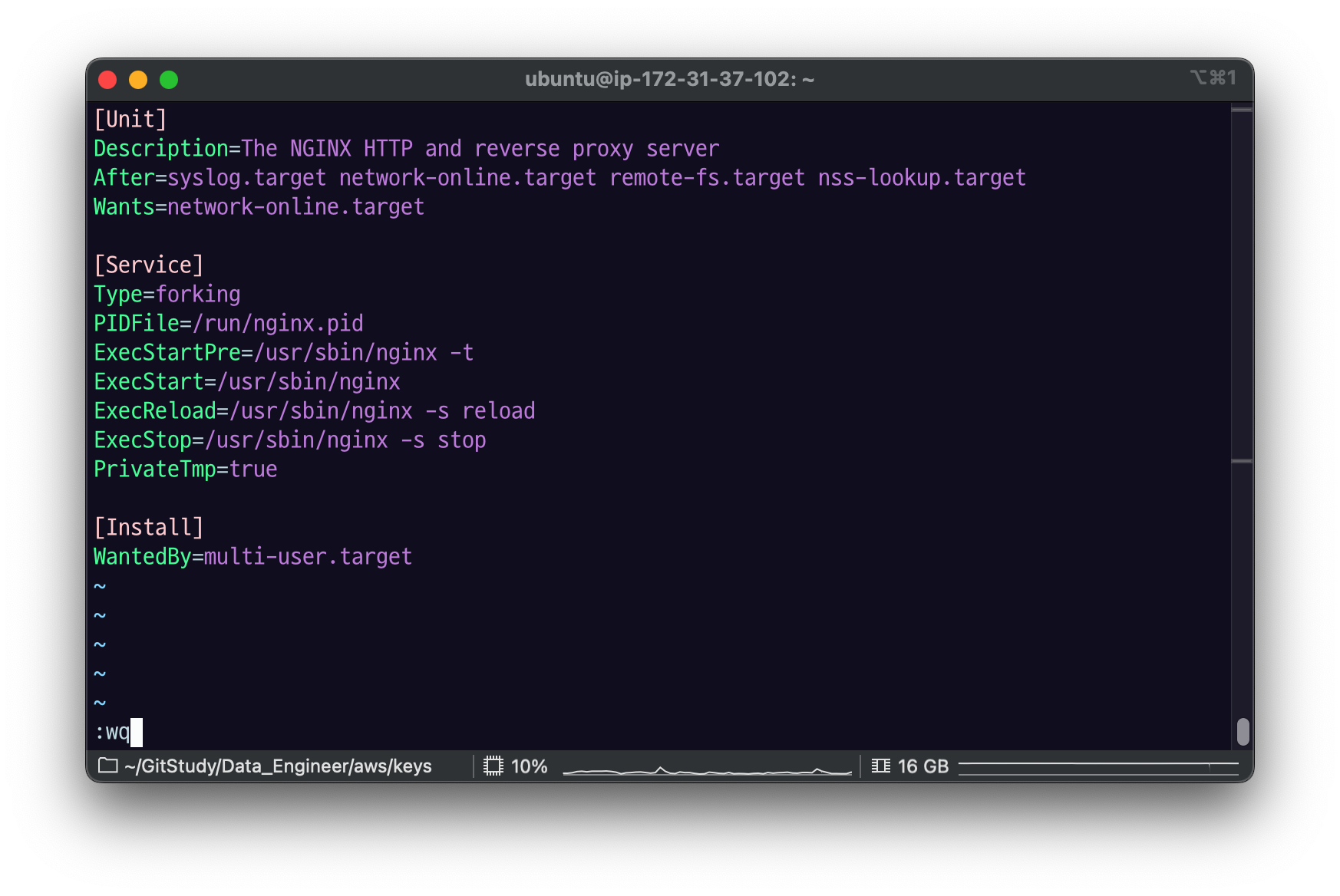 [AWS] nginx - systemctl로 nginx service 등록하기 & 죽지 않는 프로세스 만들기