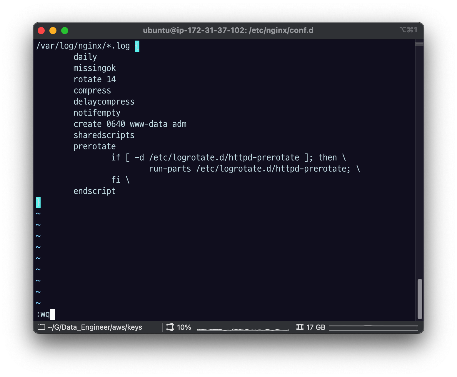 [AWS] nginx - logrotate를 사용한 점유율 관리
