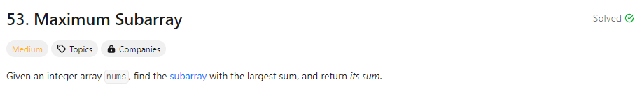 53. Maximum Subarray