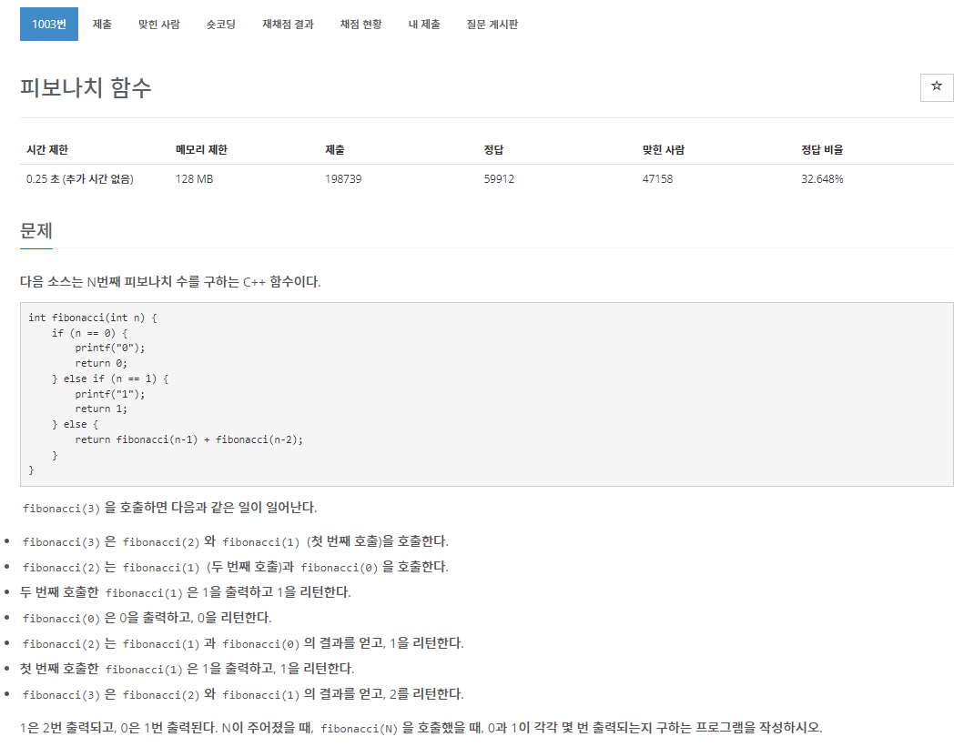 [백준] silver III : 1003 피보나치 함수 (파이썬)