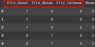 Nominal데이터 인코딩(One-hot-encoding, get_dummies)